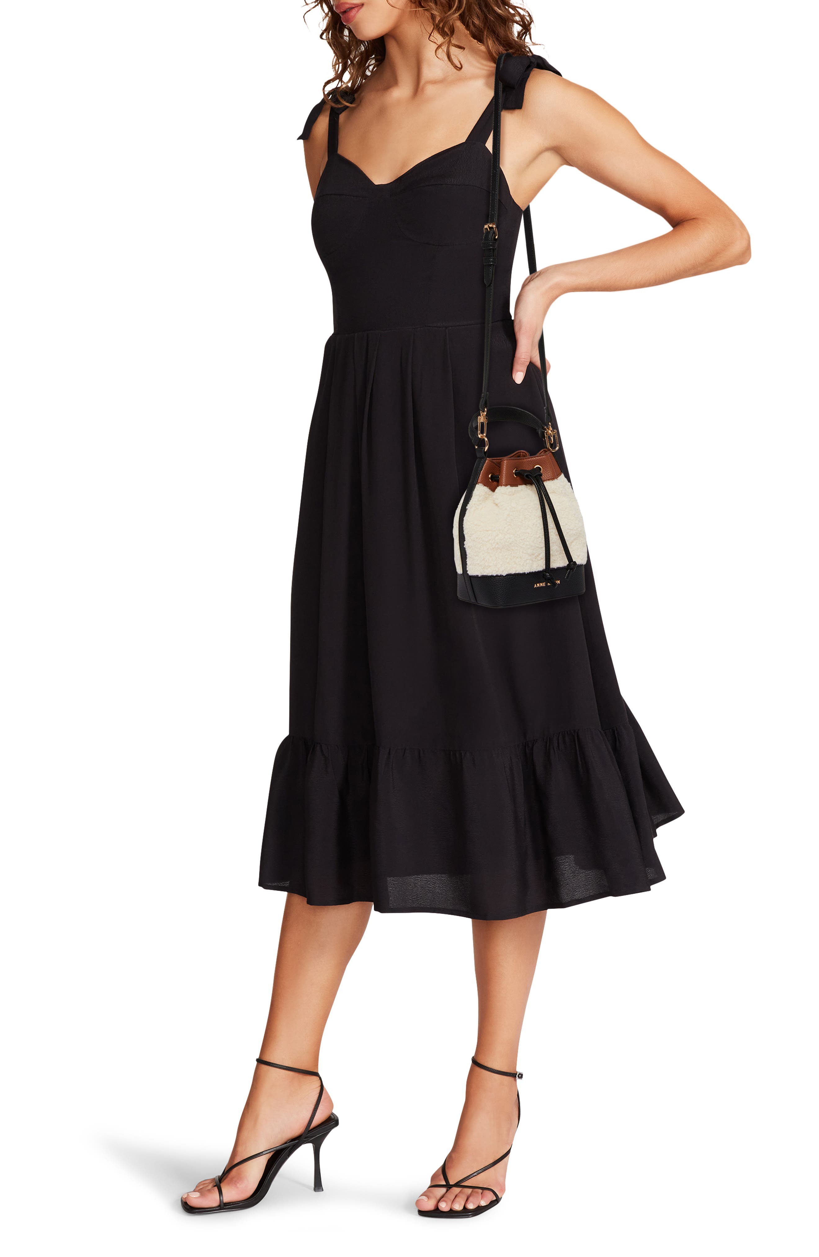 Anne Klein Faux Shearling Trim Bucket Bag | Nordstromrack