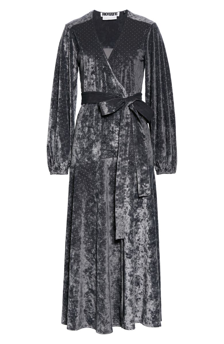 ROTATE Norah Dot Velvet Wrap Dress | Nordstromrack