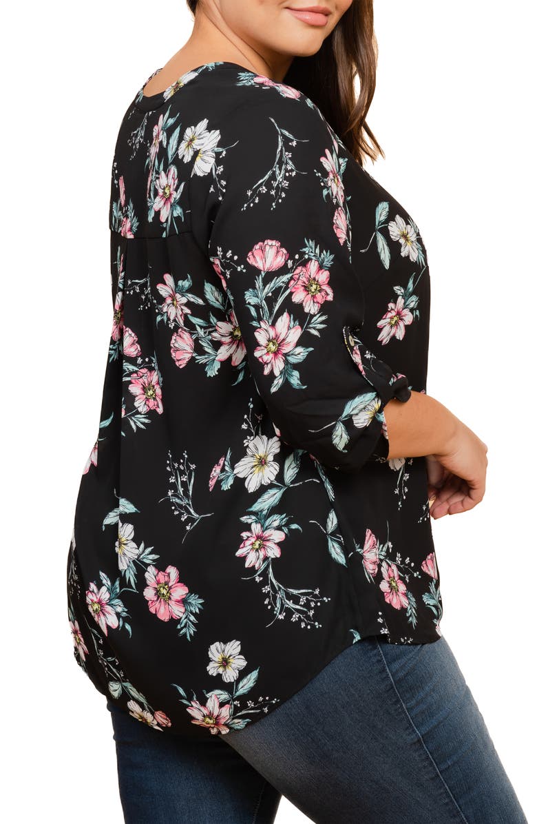 DR2 by Daniel Rainn Daniel Rainn Roll Sleeve Floral Blouse | Nordstromrack