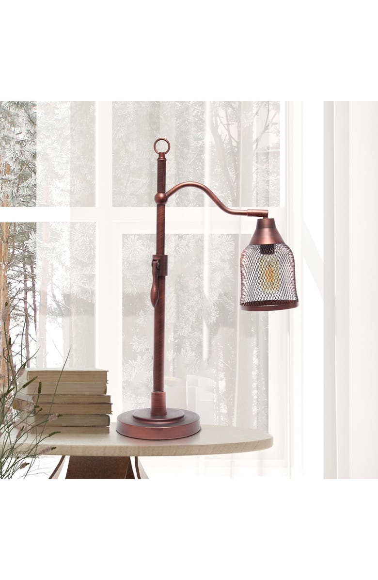 LALIA HOME Vintage Arched Table Lamp with Iron Mesh Shade - Red Bronze ...