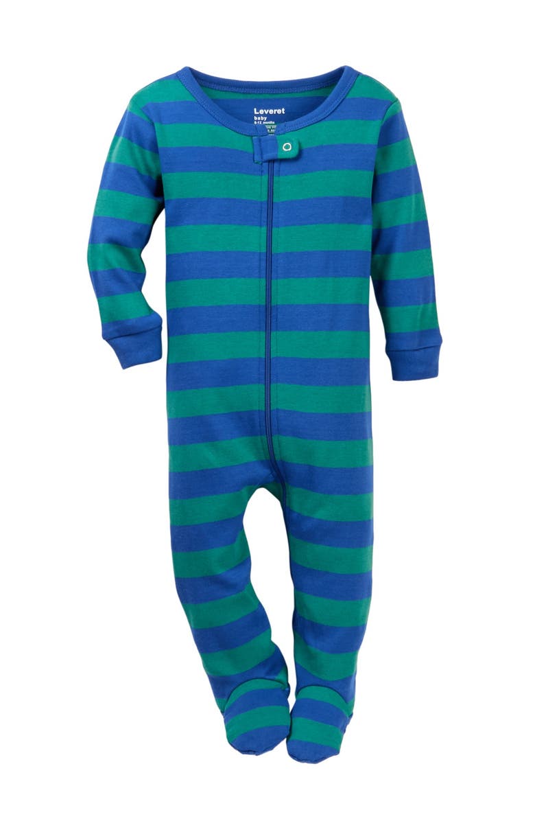 Leveret Blue Green Stripe Footed Sleeper | Nordstromrack