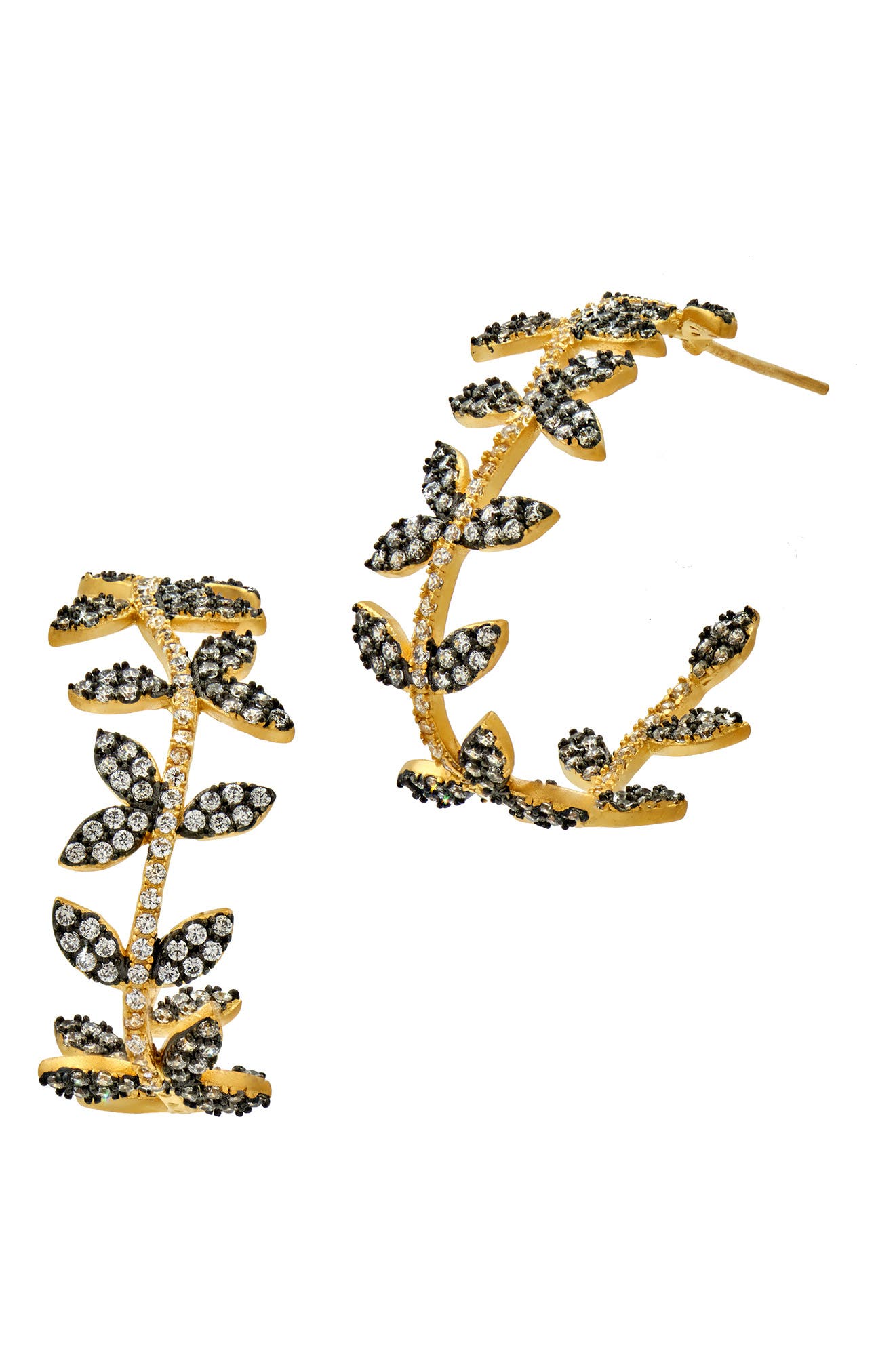 FREIDA ROTHMAN Fleur Bloom Gold Clad Sterling Silver Pave CZ Leaflet ...