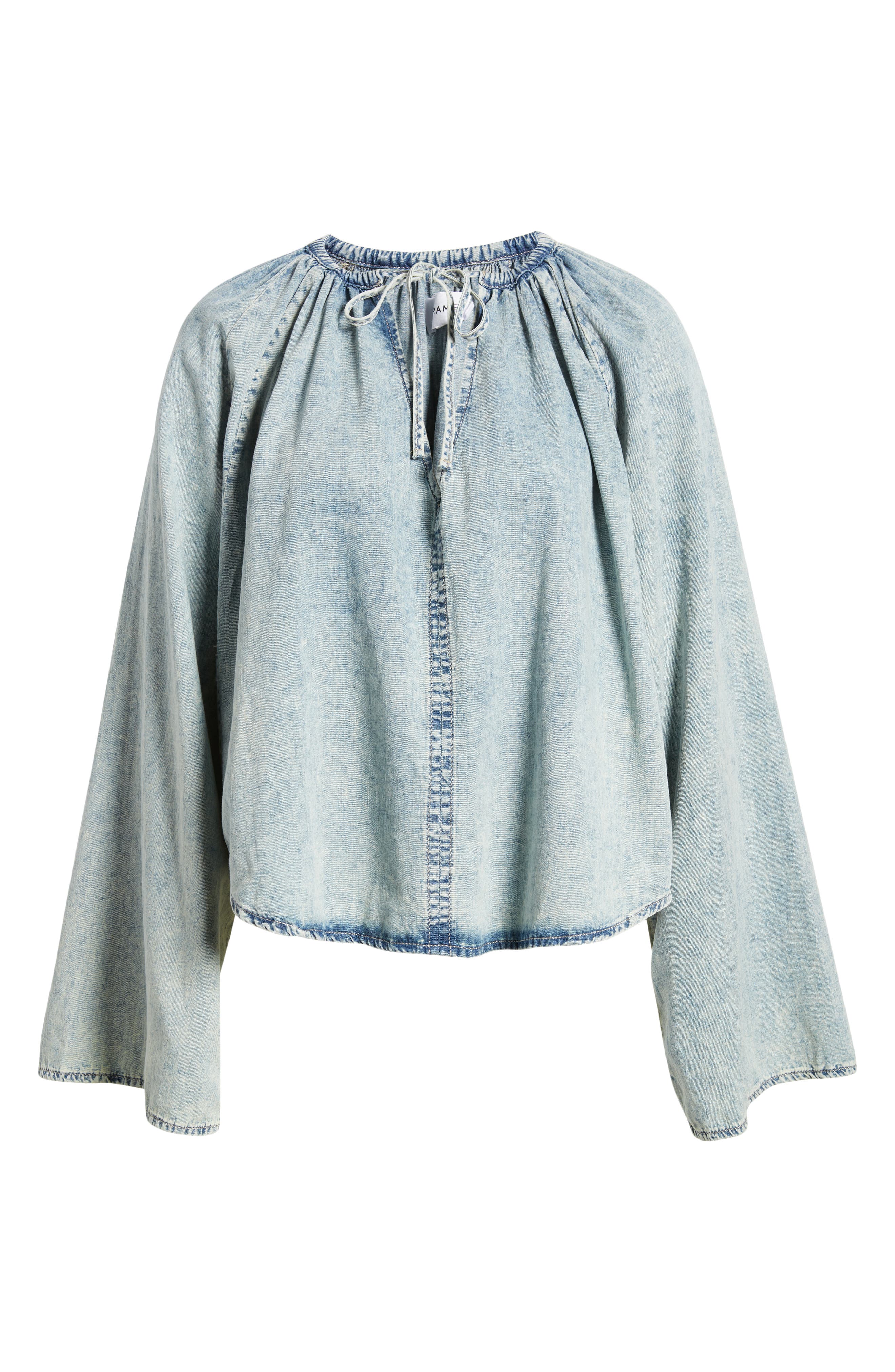 FRAME Tie Neck Denim Top | Nordstromrack
