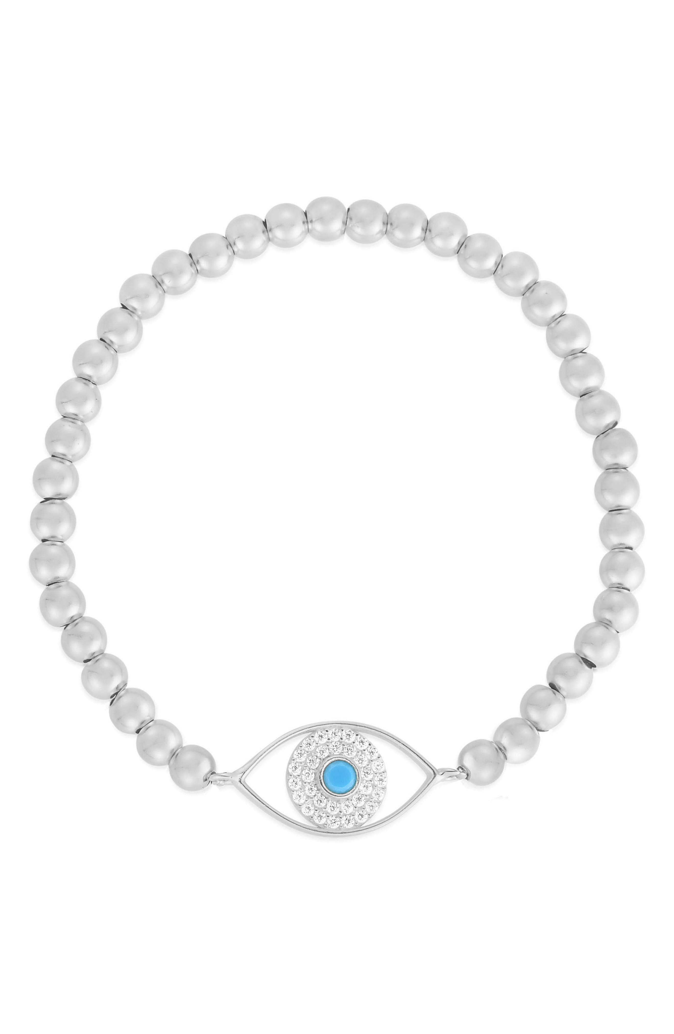 CHLOE AND MADISON CZ Eye Stretch Bead Bracelet | Nordstromrack