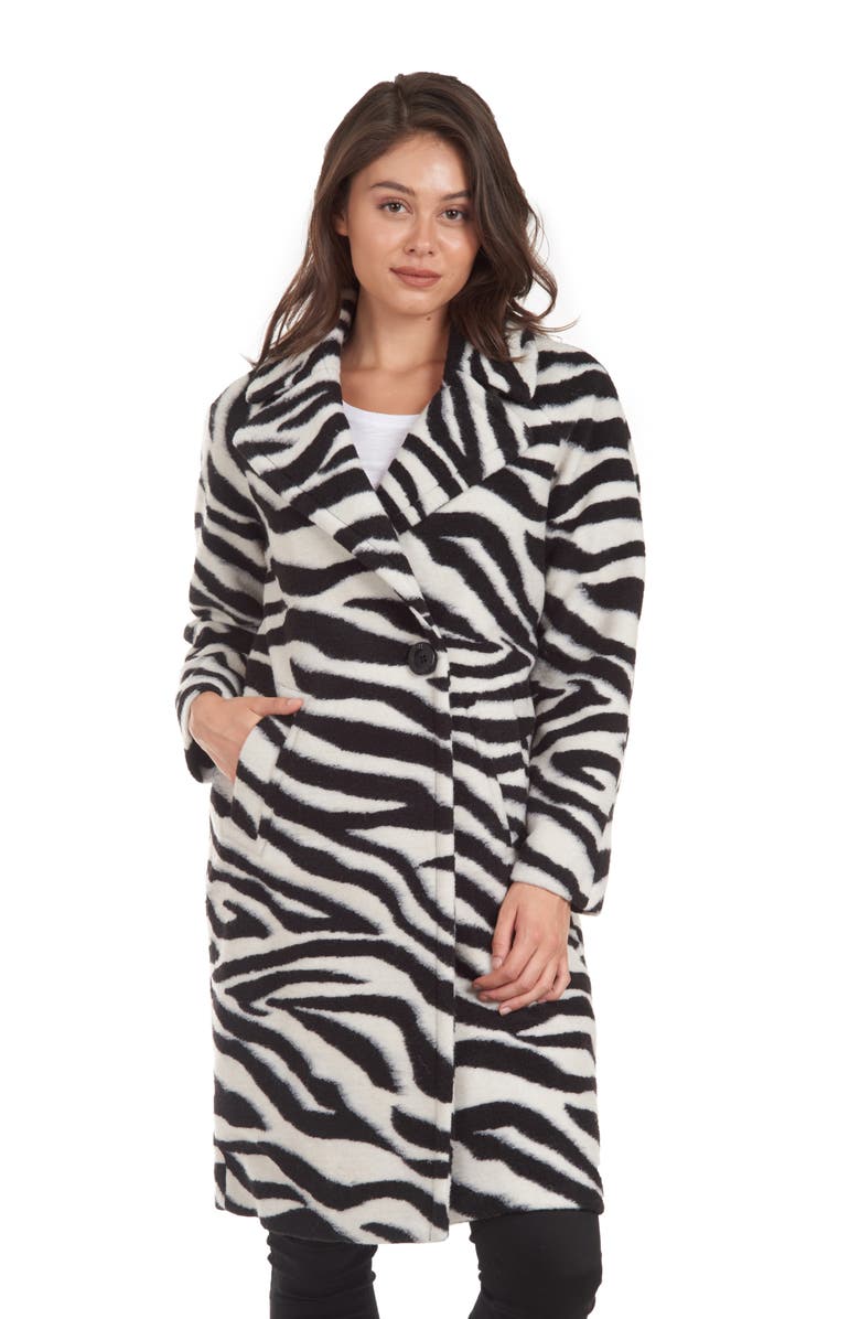 RACHEL Rachel Roy Water Repellent Zebra Print Coat | Nordstromrack
