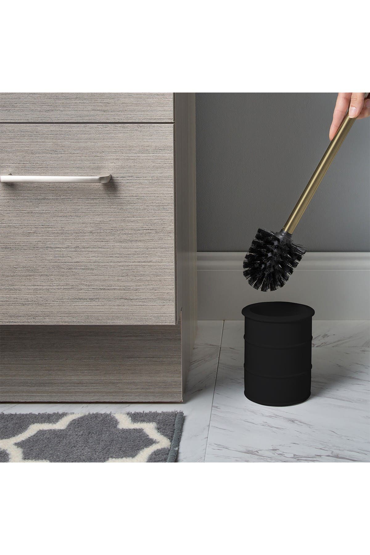 KENNEDY INTERNATIONAL Elle Decor Modern Ridge Black Toilet Brush ...
