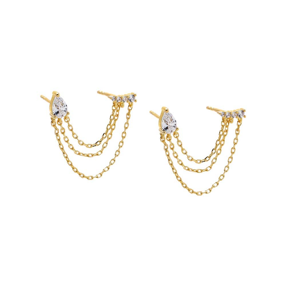 BY ADINA EDEN Bar X Pear Triple Chain Double Stud Earring | Nordstrom