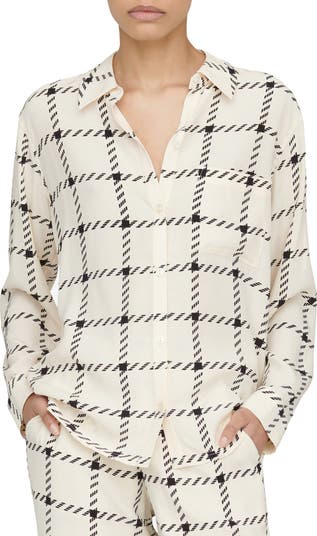 ANINE BING Windowpane Print Blouse | Nordstrom