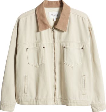 FRAME Corduroy Collar Cotton Canvas Trucker Jacket | Nordstromrack