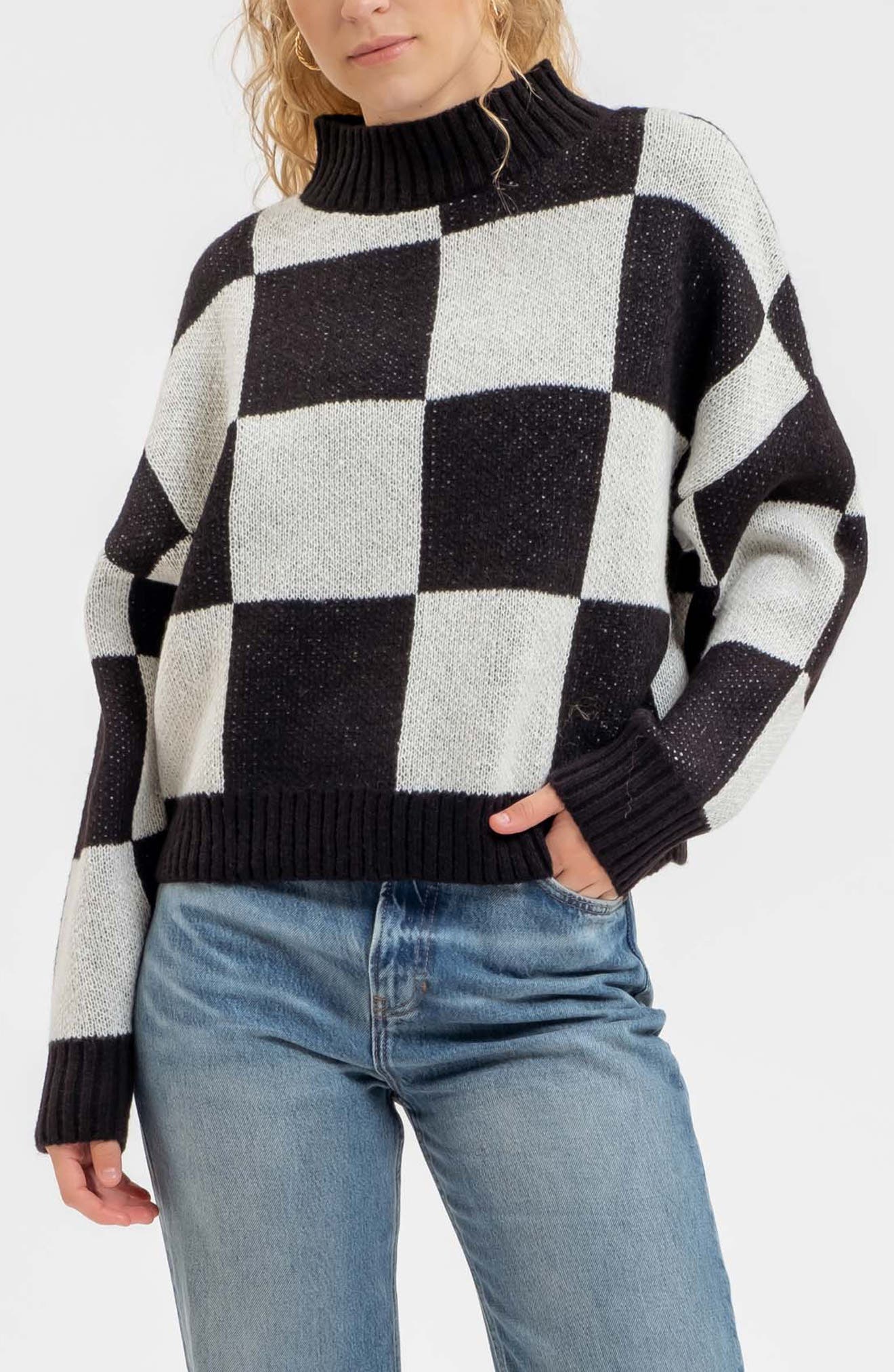 Blu Pepper Check Mock Neck Sweater | Nordstromrack