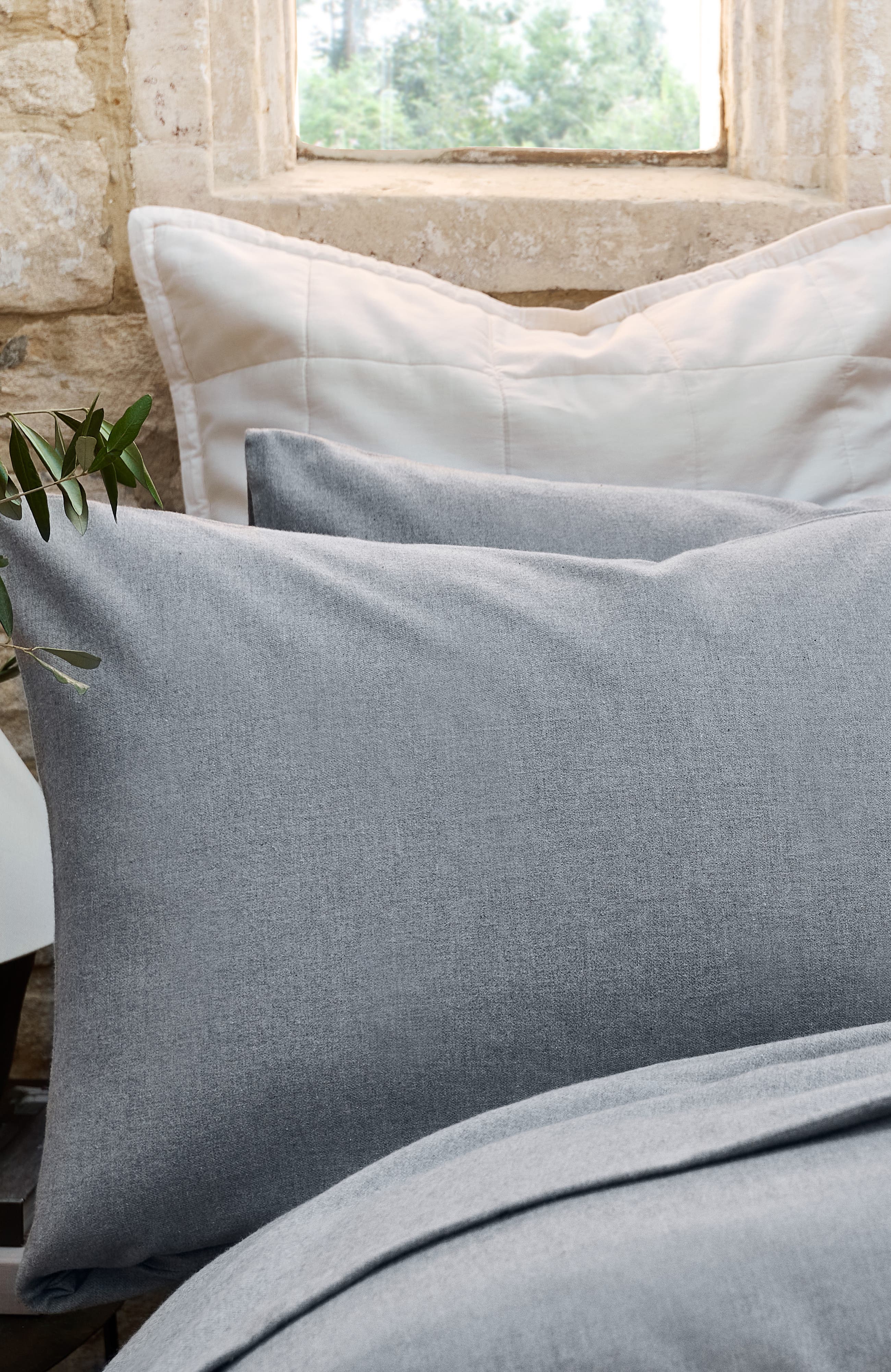 CHRISTY Flannel Marl Brushed Cotton Pillow Sham Pairs | Nordstrom