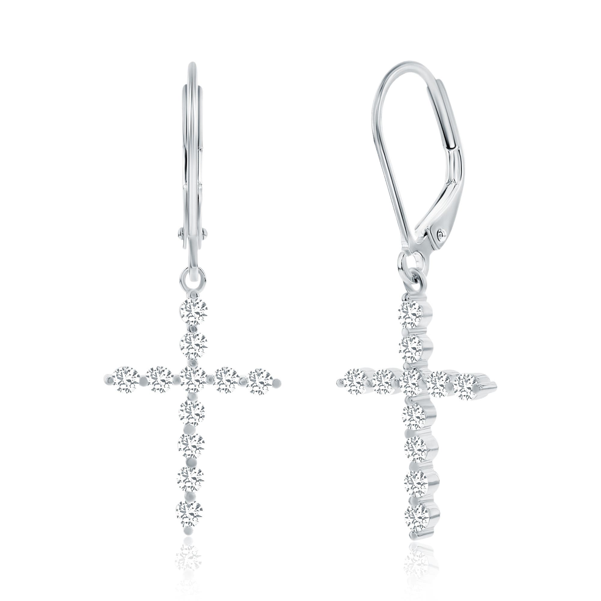 Donatello Gian Sterling Silver Crystal Cross Earrings | Nordstrom