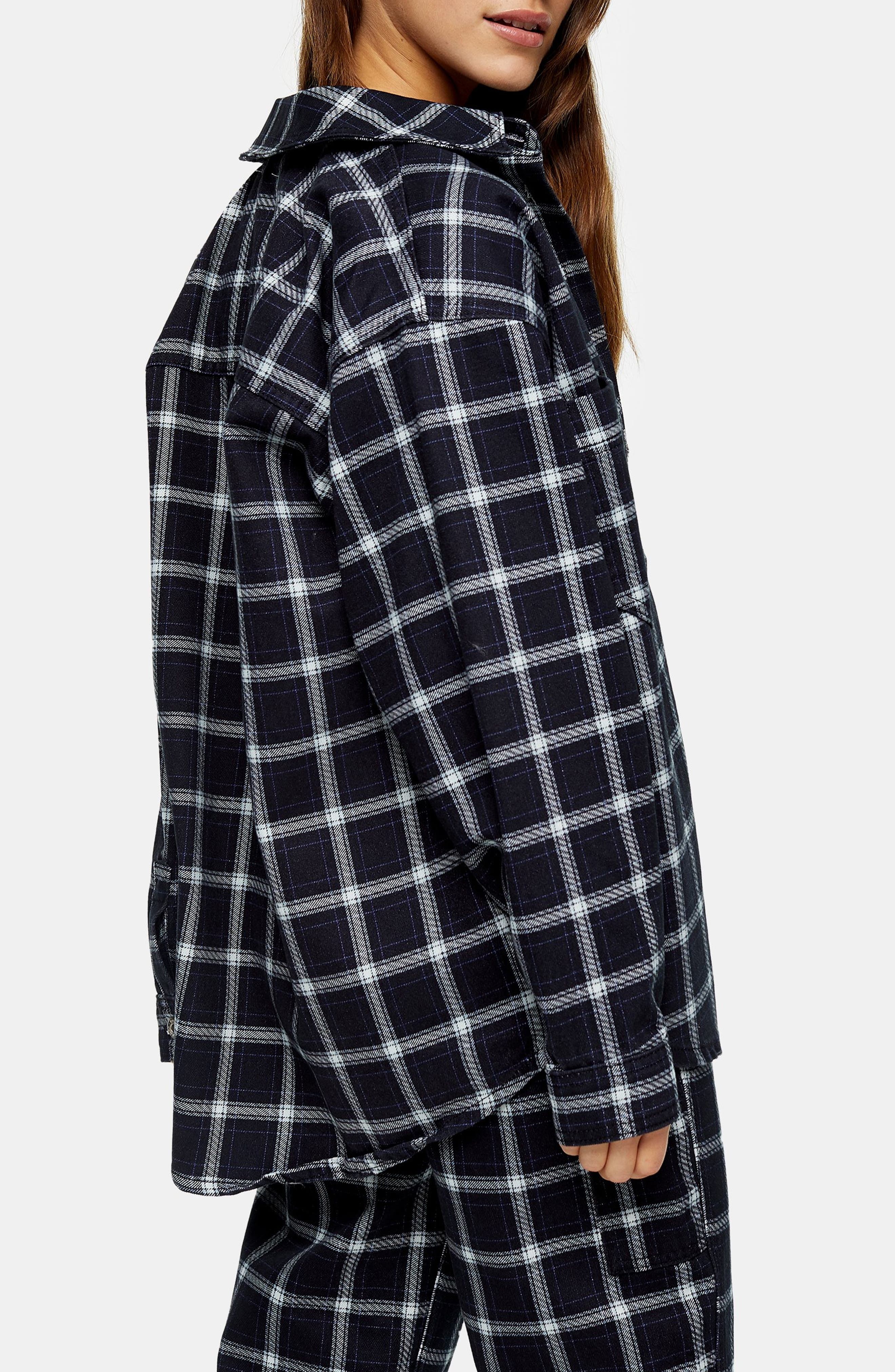 Topshop Check Denim Shirt Jacket | Nordstromrack