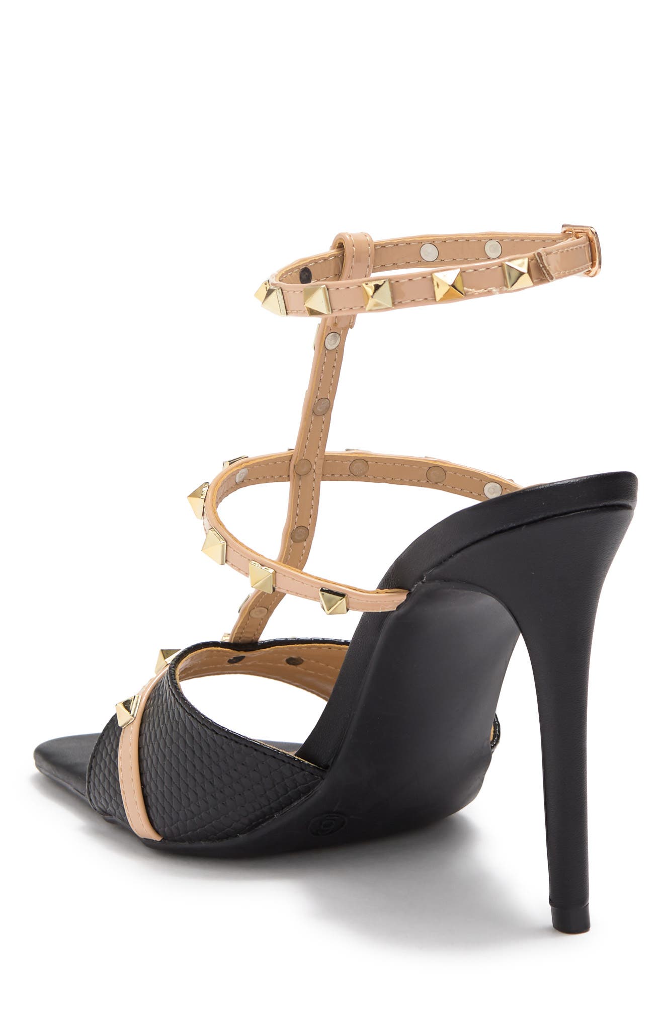 WILD DIVA LOUNGE Lizard Embossed Studded Caged Heeled Sandal (Women ...