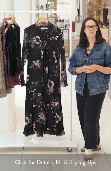 ASTR the Label Floral Tie Neck Long Sleeve Dress | Nordstromrack