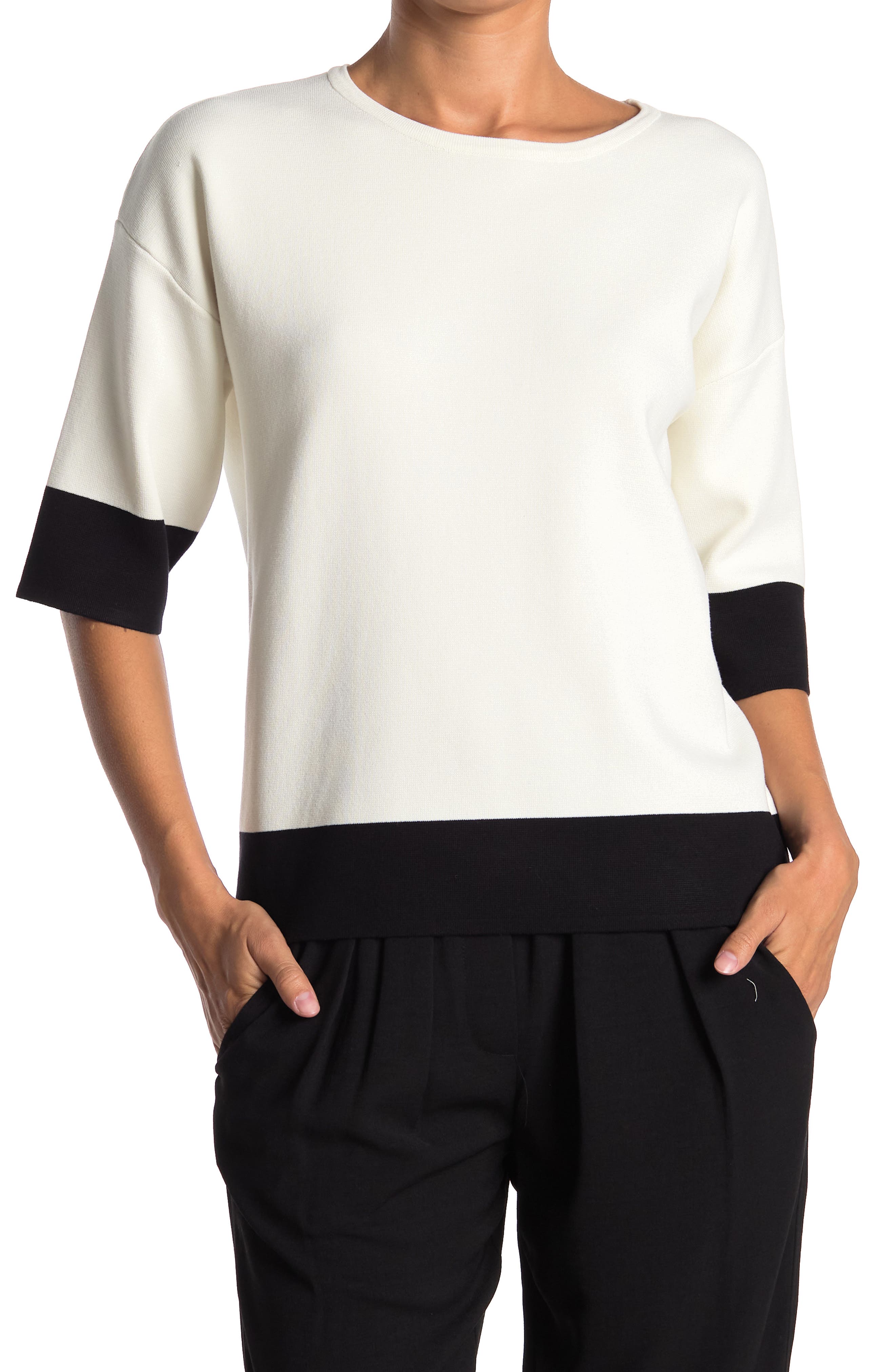 FRNCH Two-Tone Elbow Sleeve Sweater | Nordstromrack