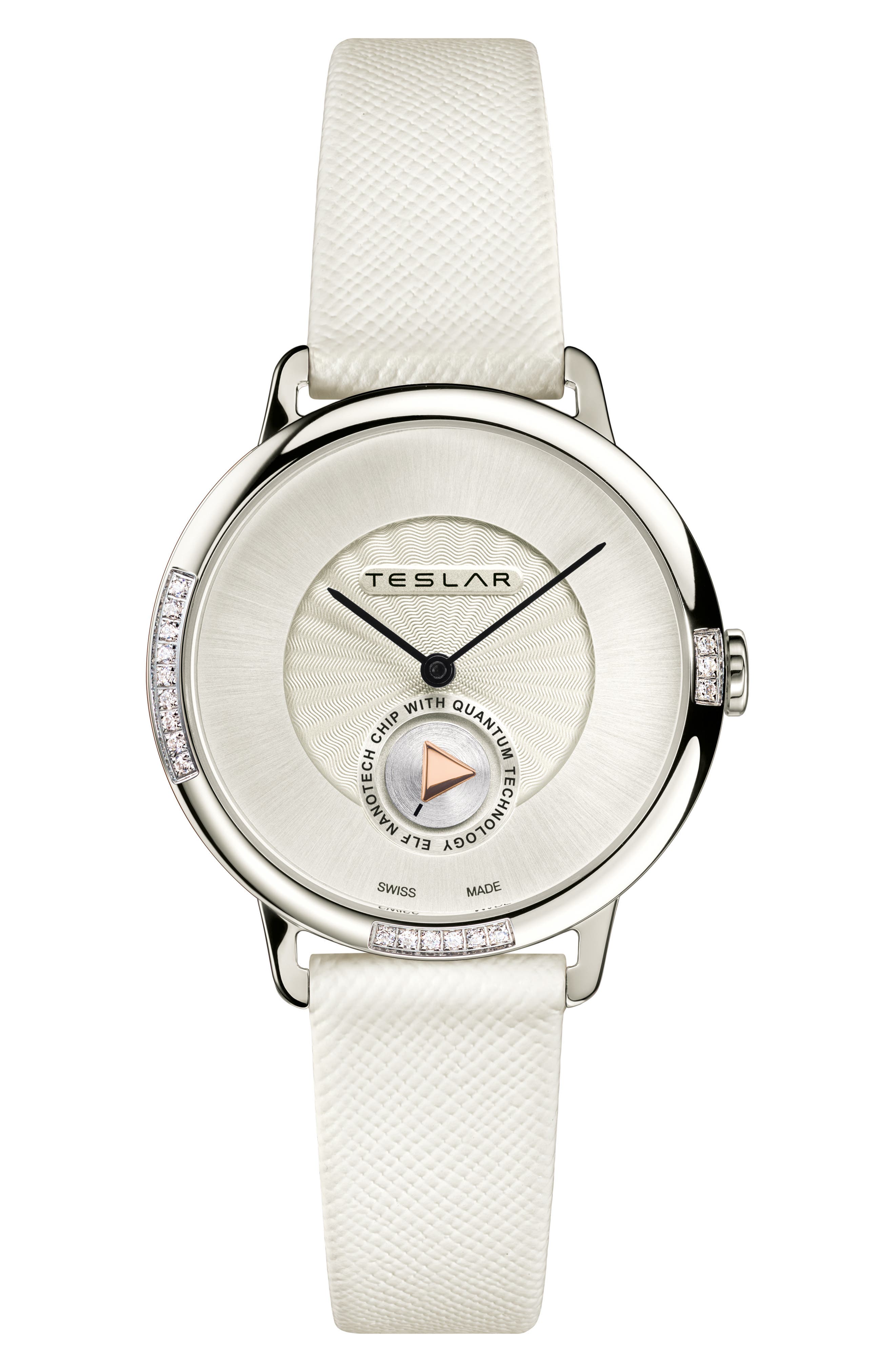 Teslar Re-Balance T-1 Diamond Saffiano Leather Strap Watch, 36mm ...