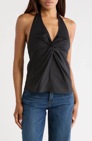 Leith Cotton Blend Halter Top | Nordstromrack