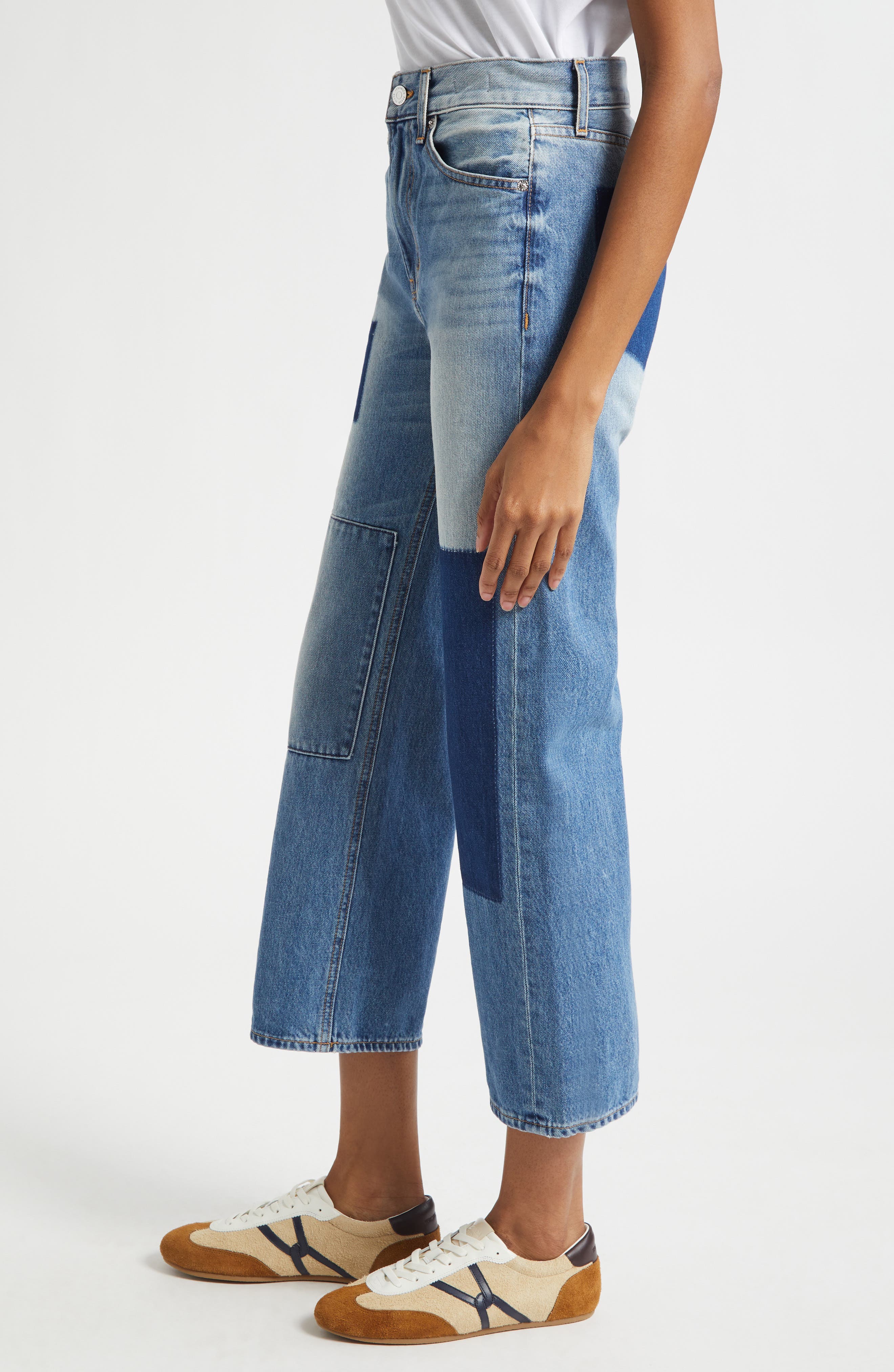 Veronica Beard Dylan Patchwork Straight Leg Jeans | Nordstrom