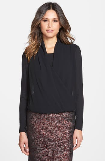 Lafayette 148 New York Drape Overlay Jersey Top | Nordstrom