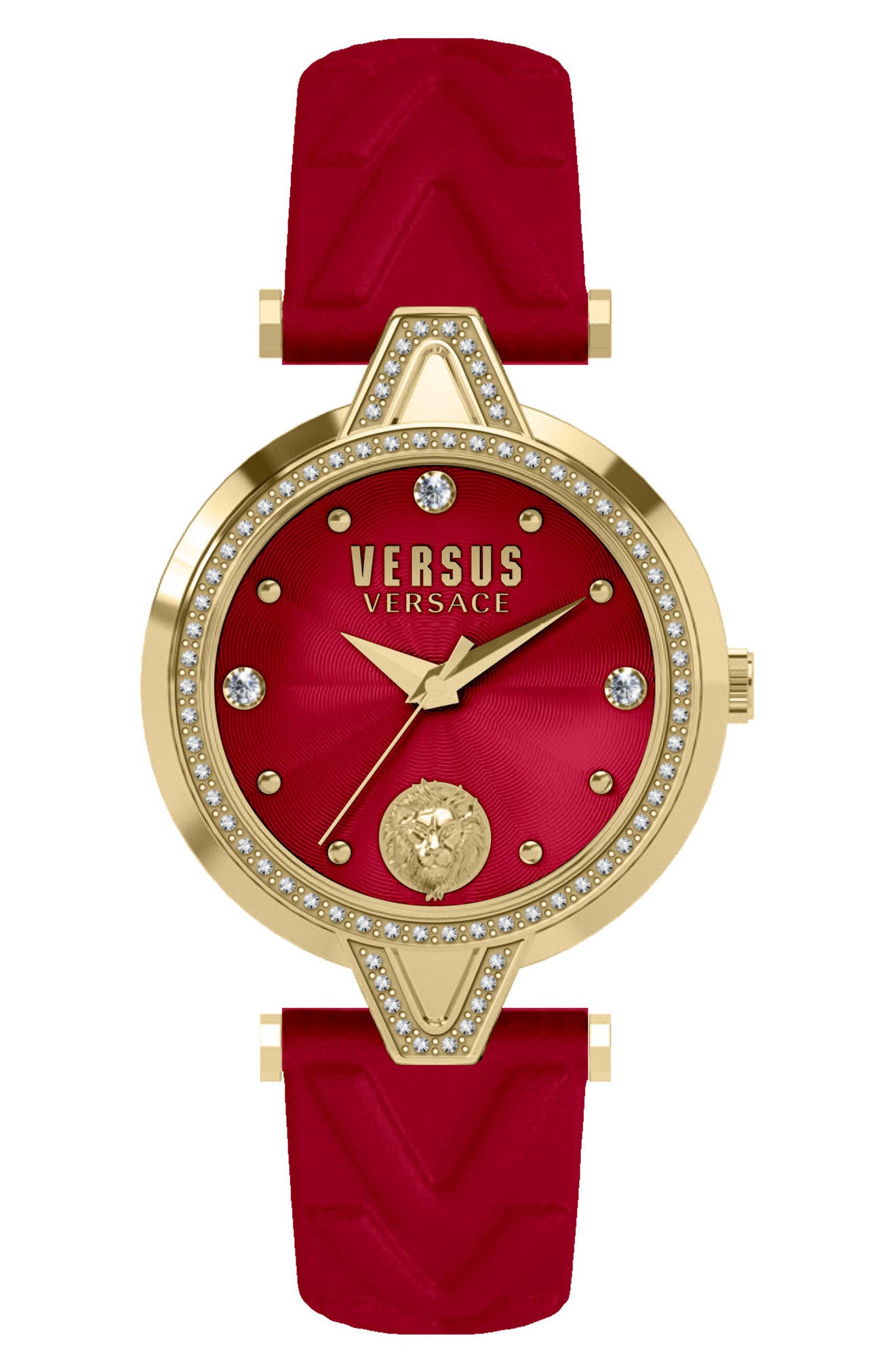 VERSUS Versace Versace Crystal Leather Strap Watch, 34mm | Nordstromrack
