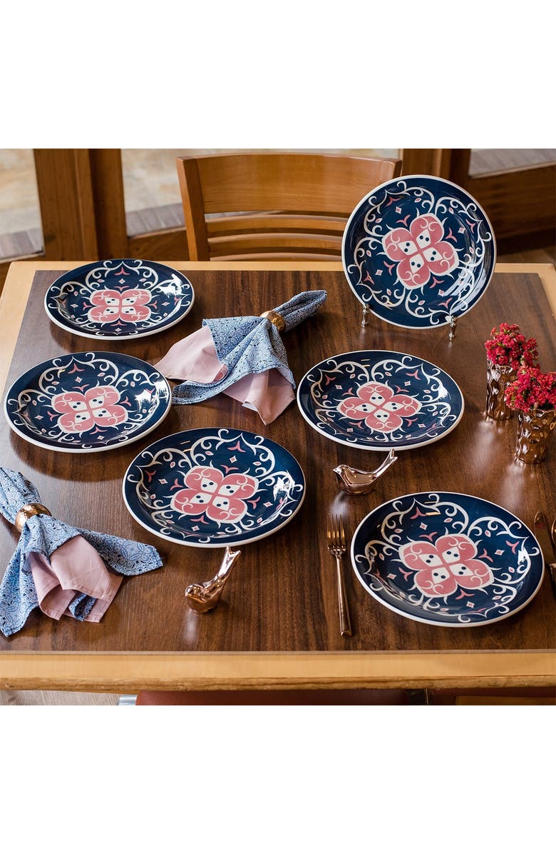 MANHATTAN COMFORT Floreal 12 Large 10.04" Dinner Plates - Blue and Pink ...