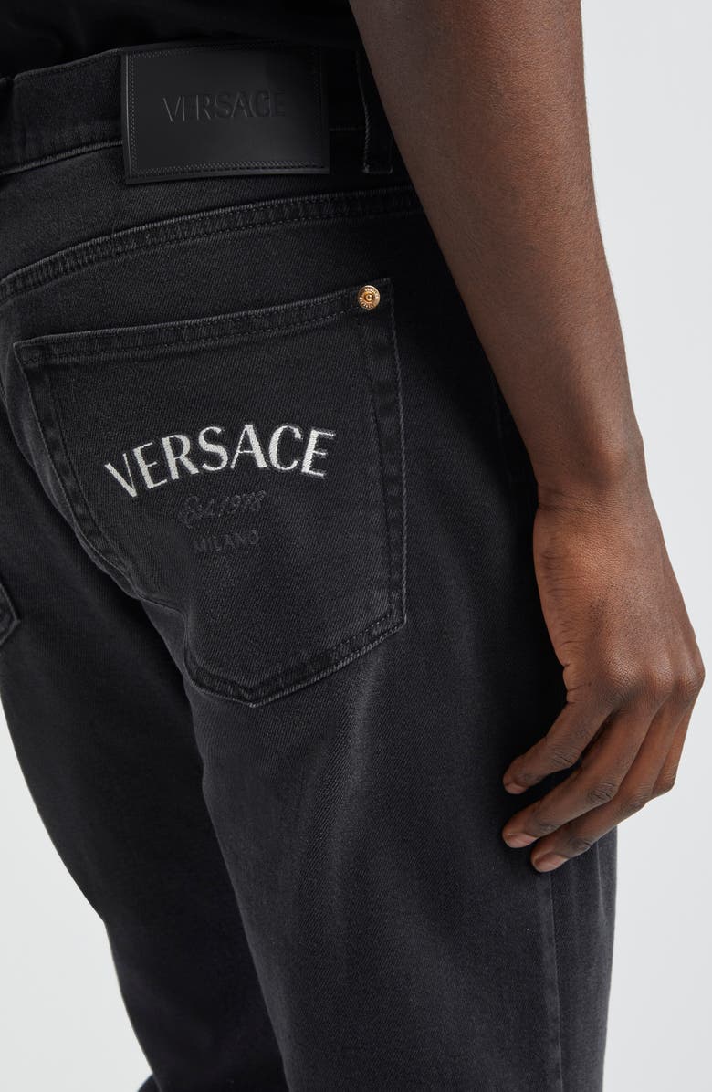 Versace Logo Embroidered Slim Fit Jeans | Nordstromrack