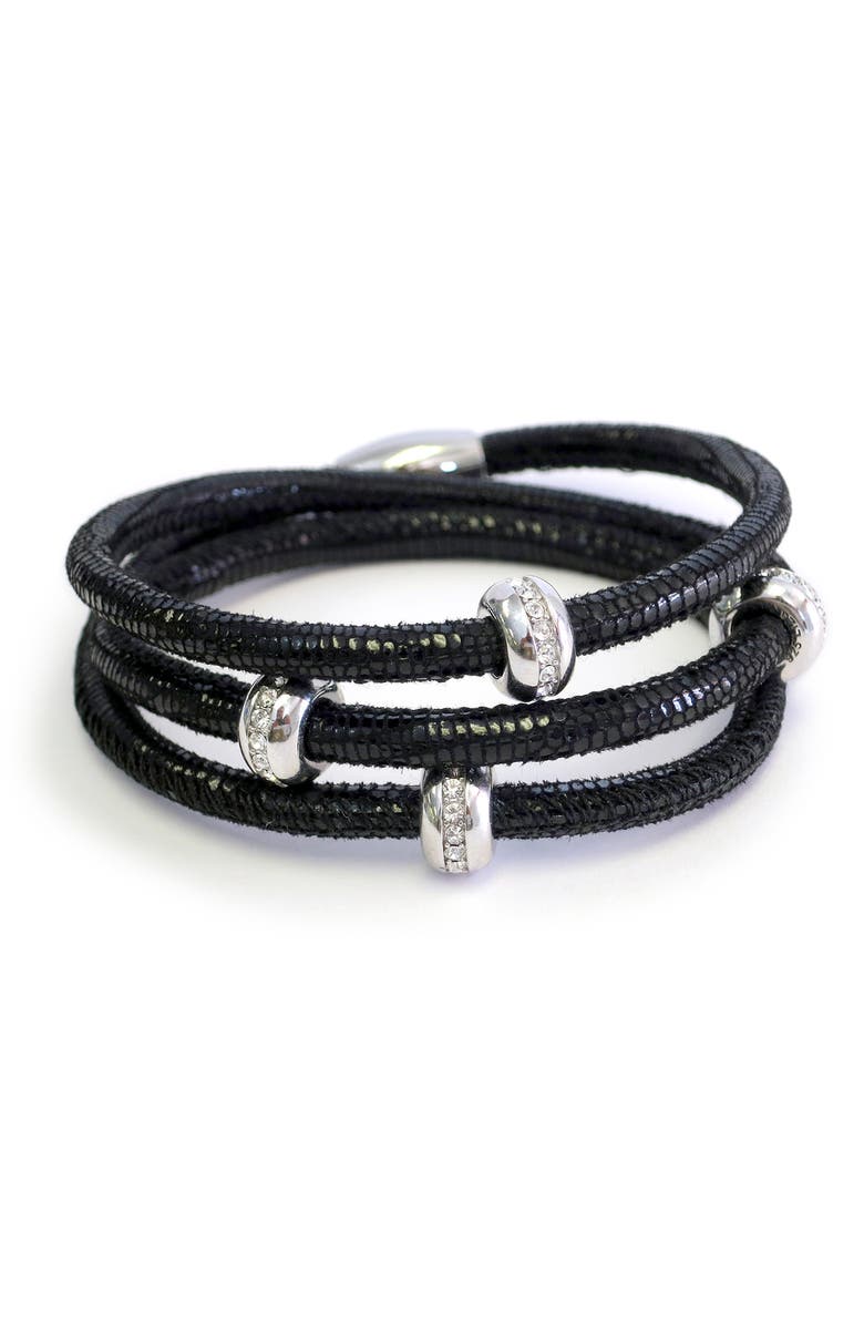 Liza Schwartz Sterling Silver Plated Good Karma Leather Triple Wrap ...