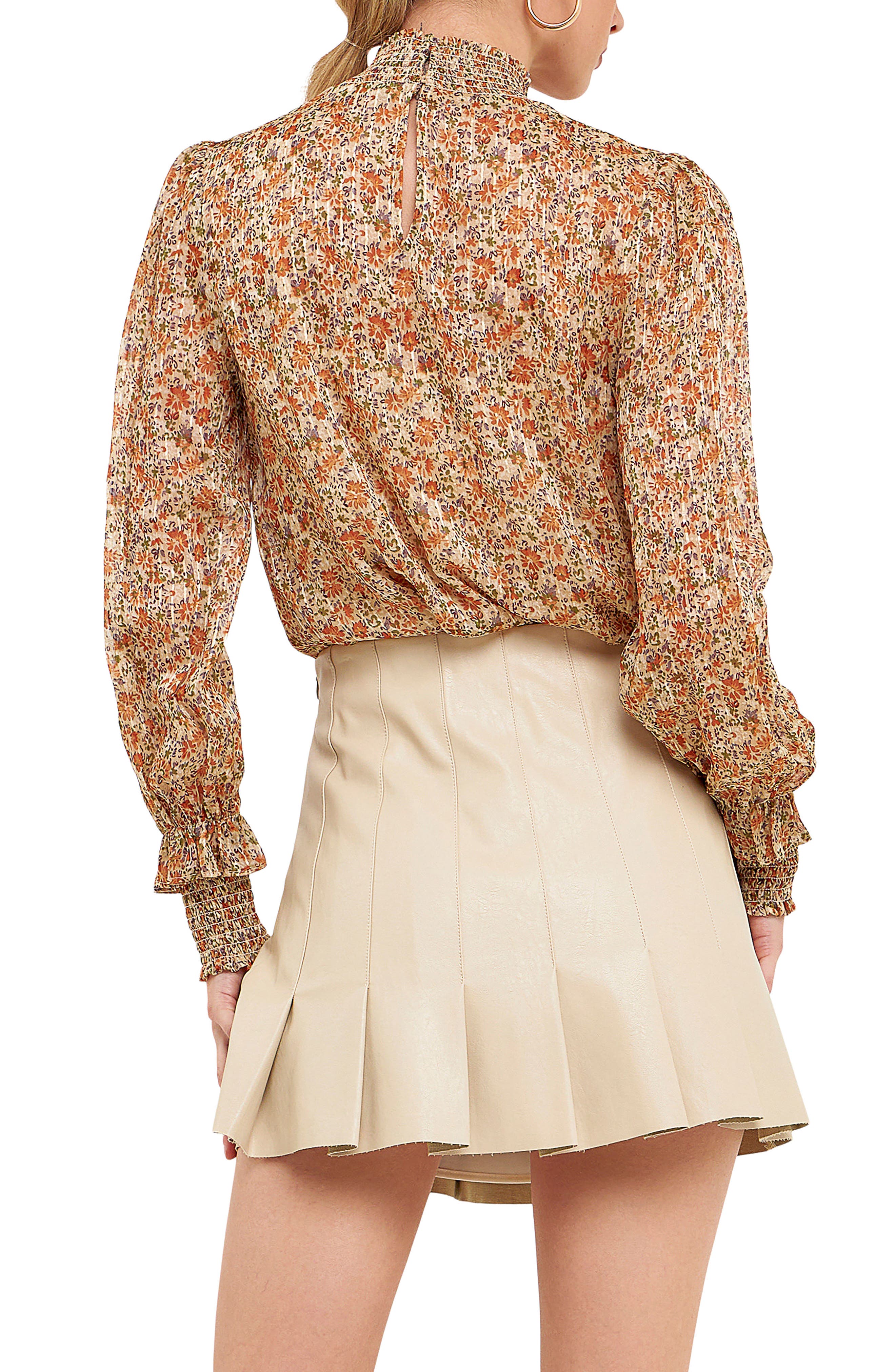 Endless Rose Floral Stripe Long Sleeve Chiffon Blouse | Nordstrom