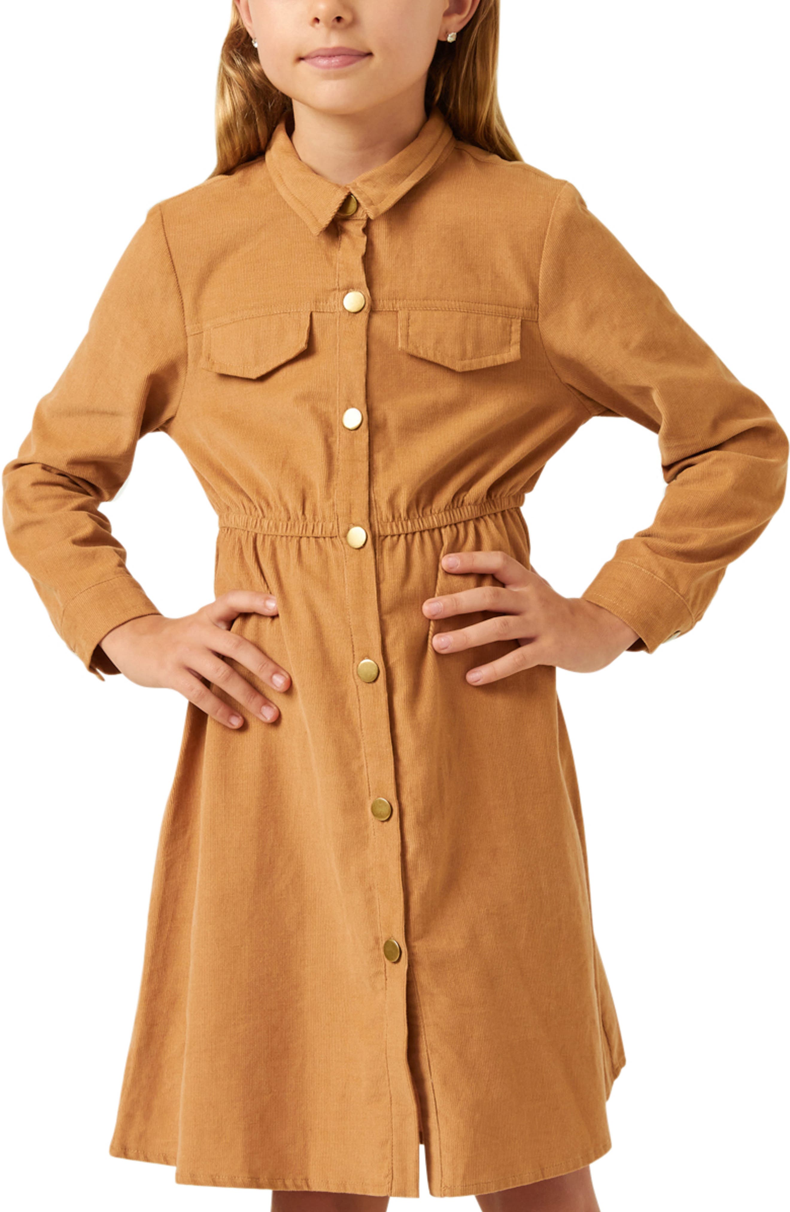Hayden Girls Kids' Double Chest Pocket Long Sleeve Cotton Corduroy ...