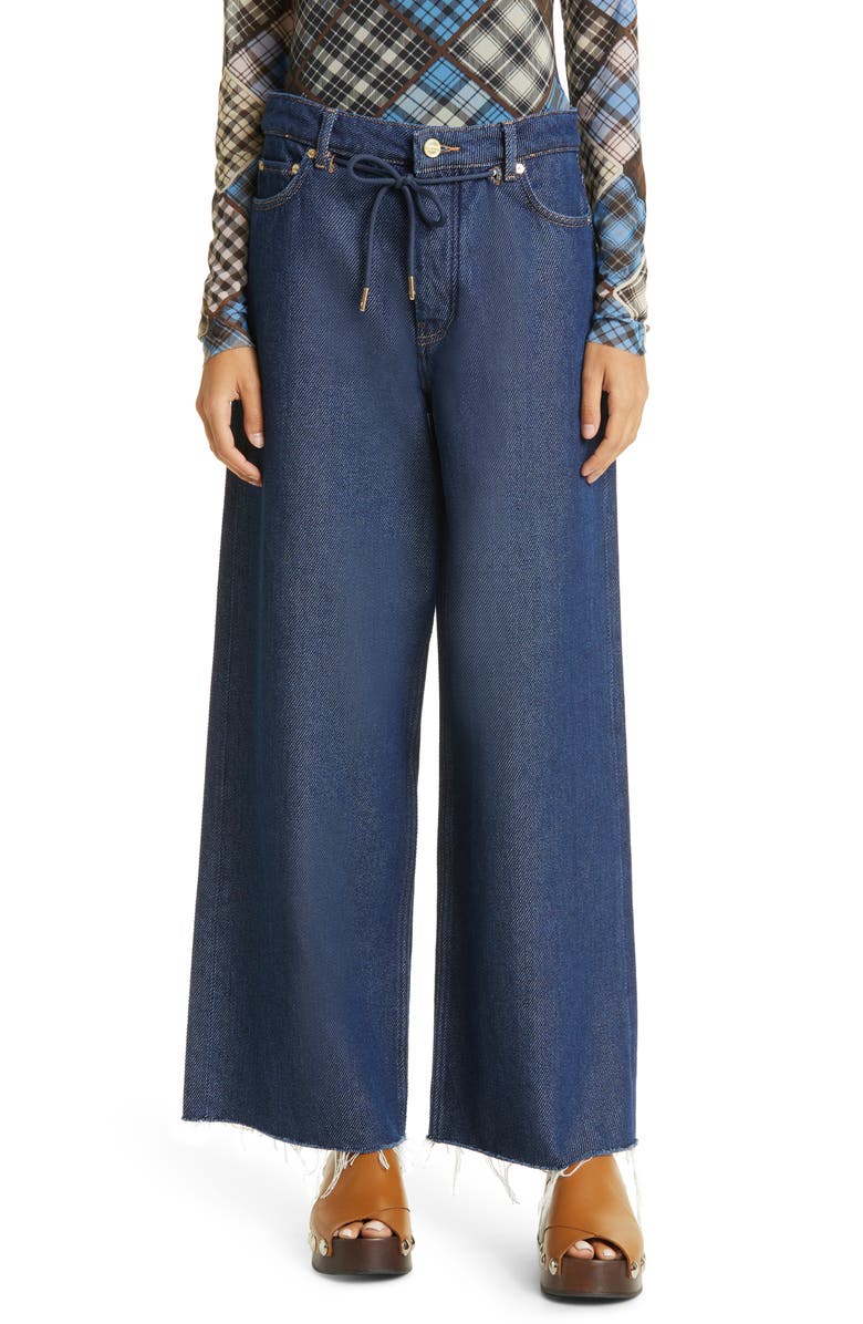 Ganni Wide Leg Organic Cotton Drawstring Jeans | Nordstromrack