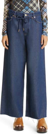 Ganni Wide Leg Organic Cotton Drawstring Jeans | Nordstromrack