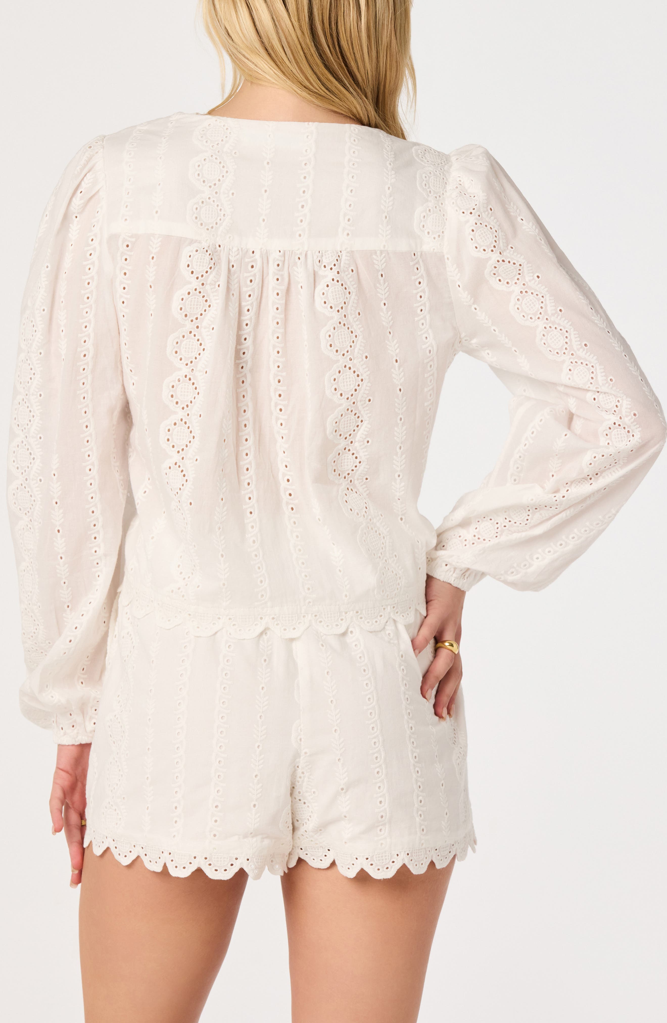 ASTR the Label Leah Tie Front Eyelet Top (Women) | Nordstrom