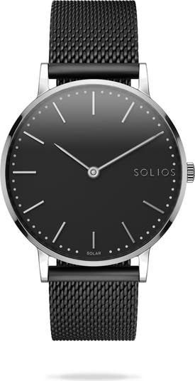 Solios Watches The Solar Classic | Black Dial - Silver Case | Nordstrom