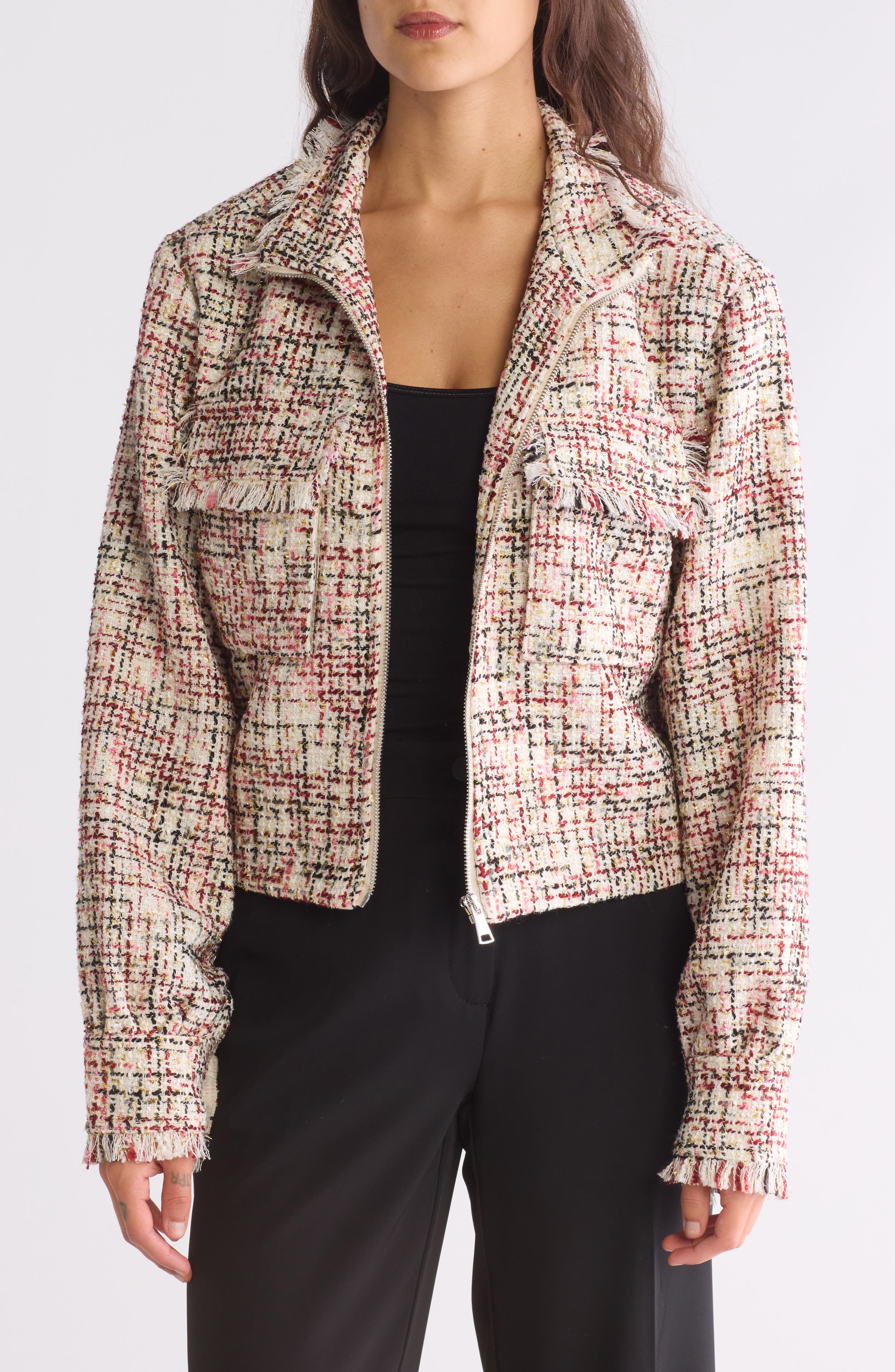 RACHEL Rachel Roy Tweed Zip Jacket | Nordstromrack