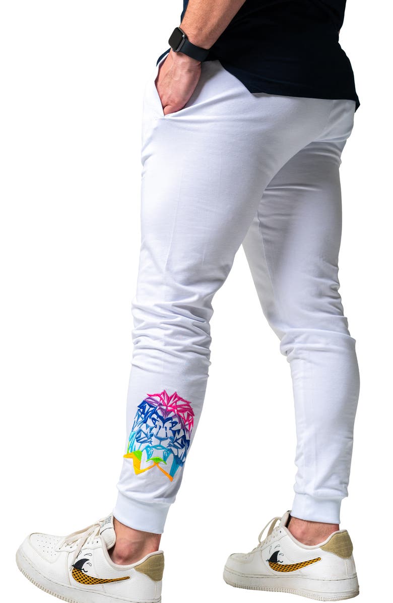 Maceoo Neon Rainbow Lion Embroidered Stretch Cotton Joggers | Nordstrom