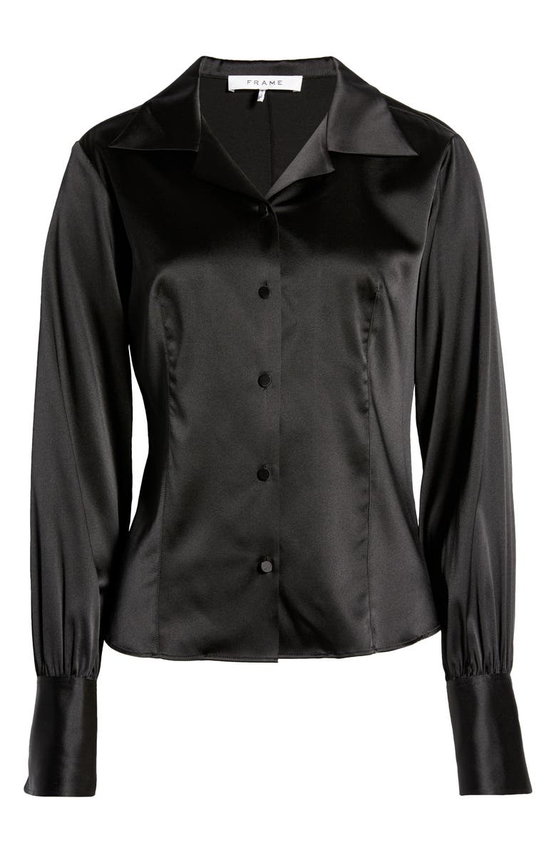 FRAME Notched Collar Stretch Silk Satin Shirt | Nordstromrack