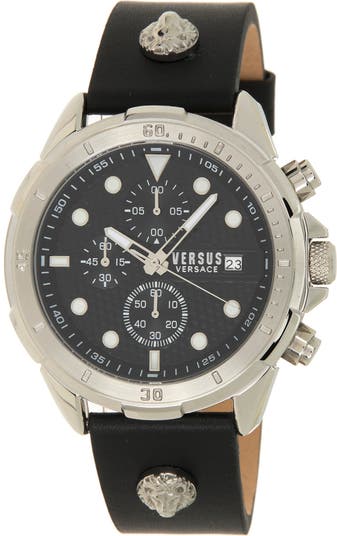 VERSUS Versace Men's Multifunction Leather Strap Watch, 46mm ...