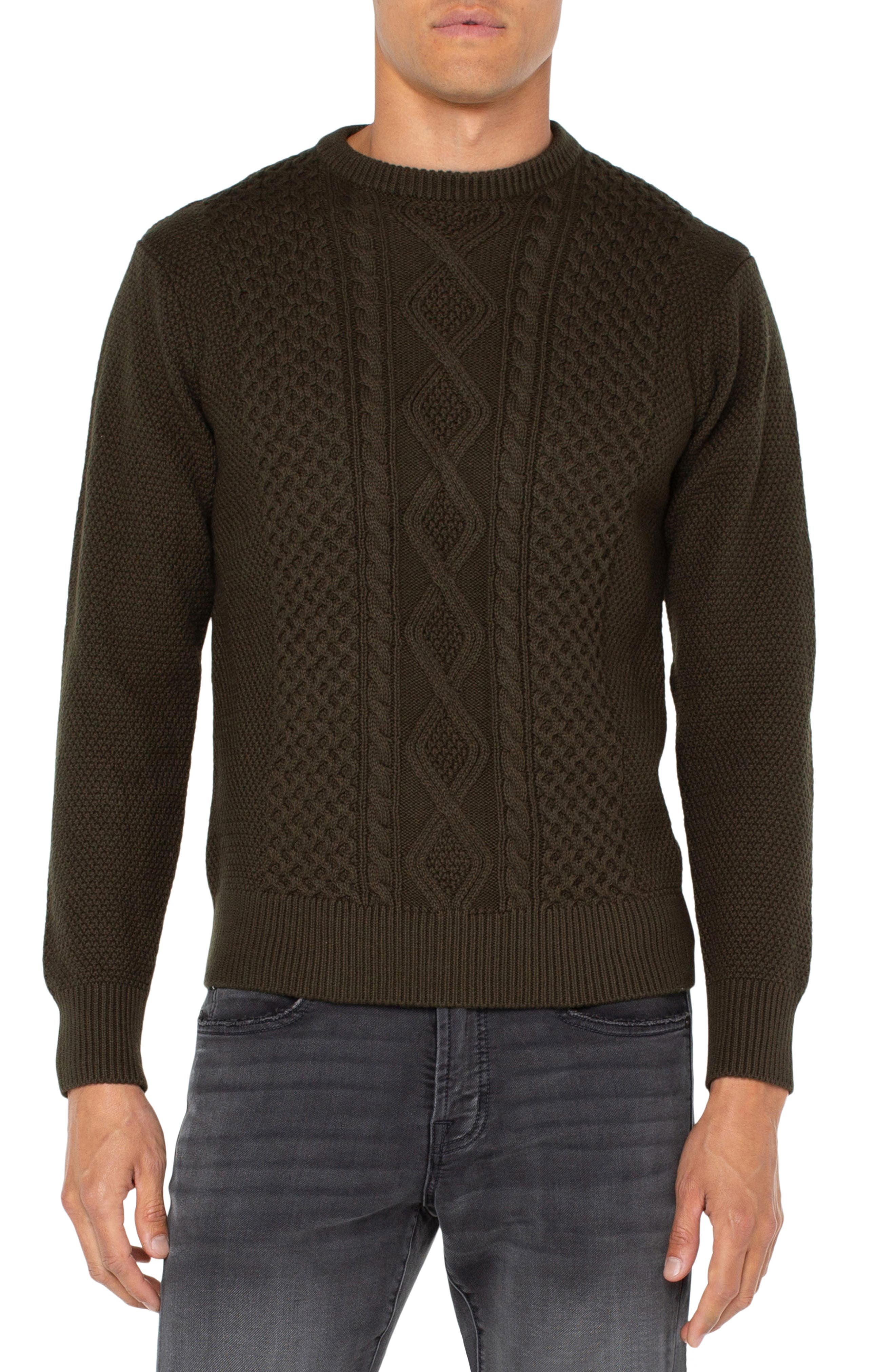 Liverpool Los Angeles Cable Knit Crewneck Sweater | Nordstrom