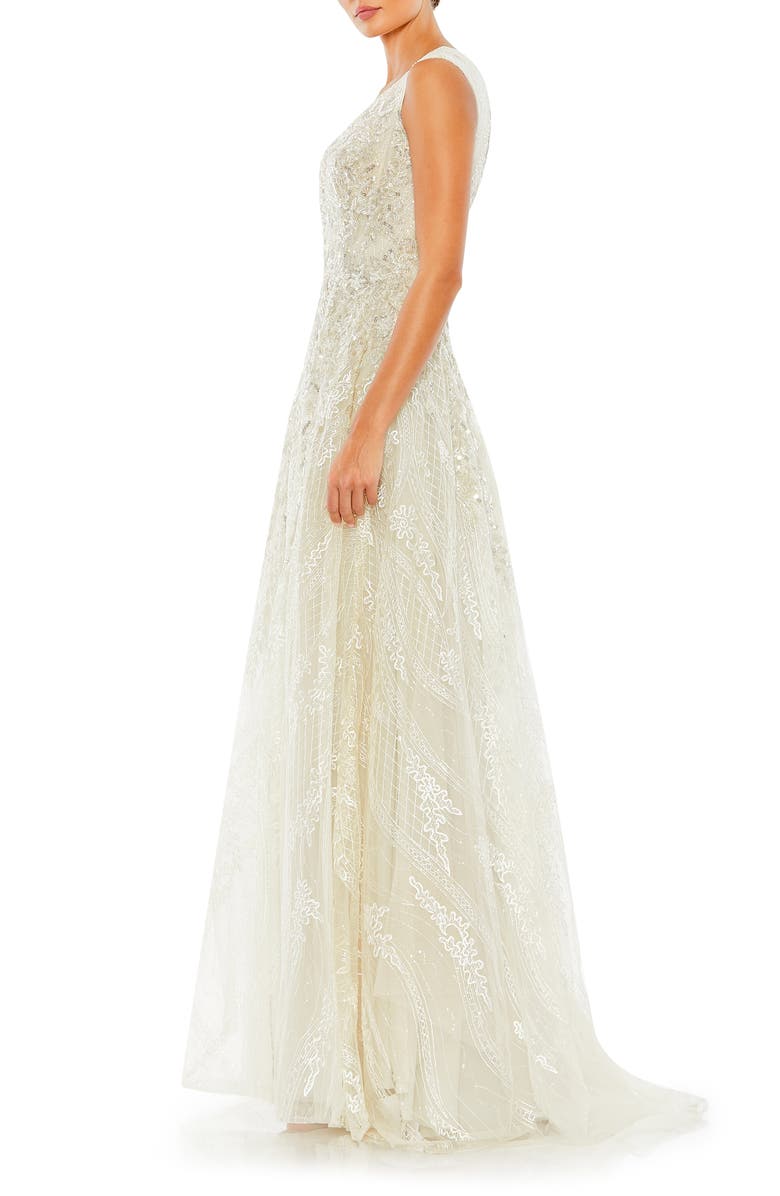 Mac Duggal Embroidered Net A-Line Gown | Nordstrom