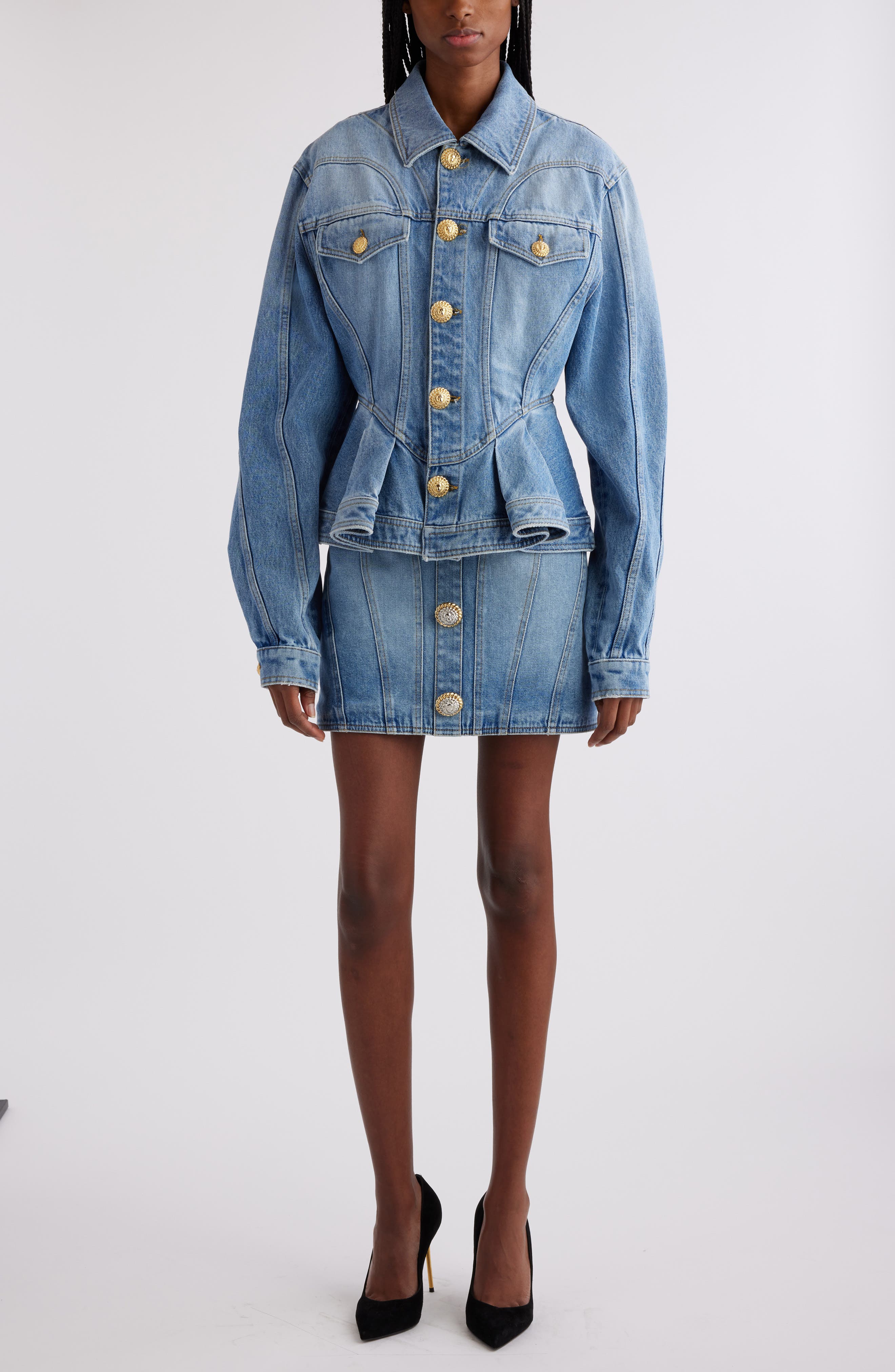 Balmain Peplum Denim Jacket | Nordstromrack
