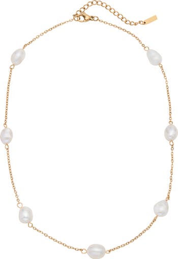 Adornia Freshwater Pearl Water Resistant Station Necklace | Nordstromrack