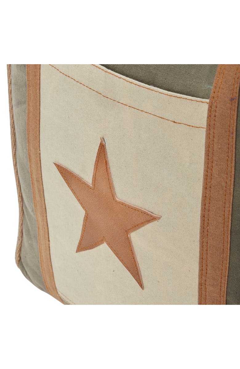 SONOMA SAGE HOME Gray Canvas Rustic Pouf with Leather Handles ...