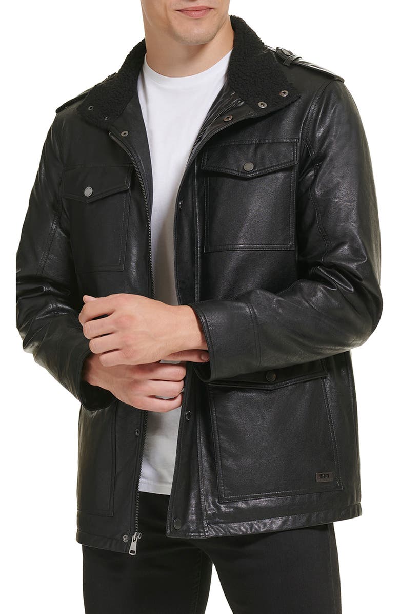 Kenneth Cole New York Faux Leather Utility Jacket | Nordstromrack