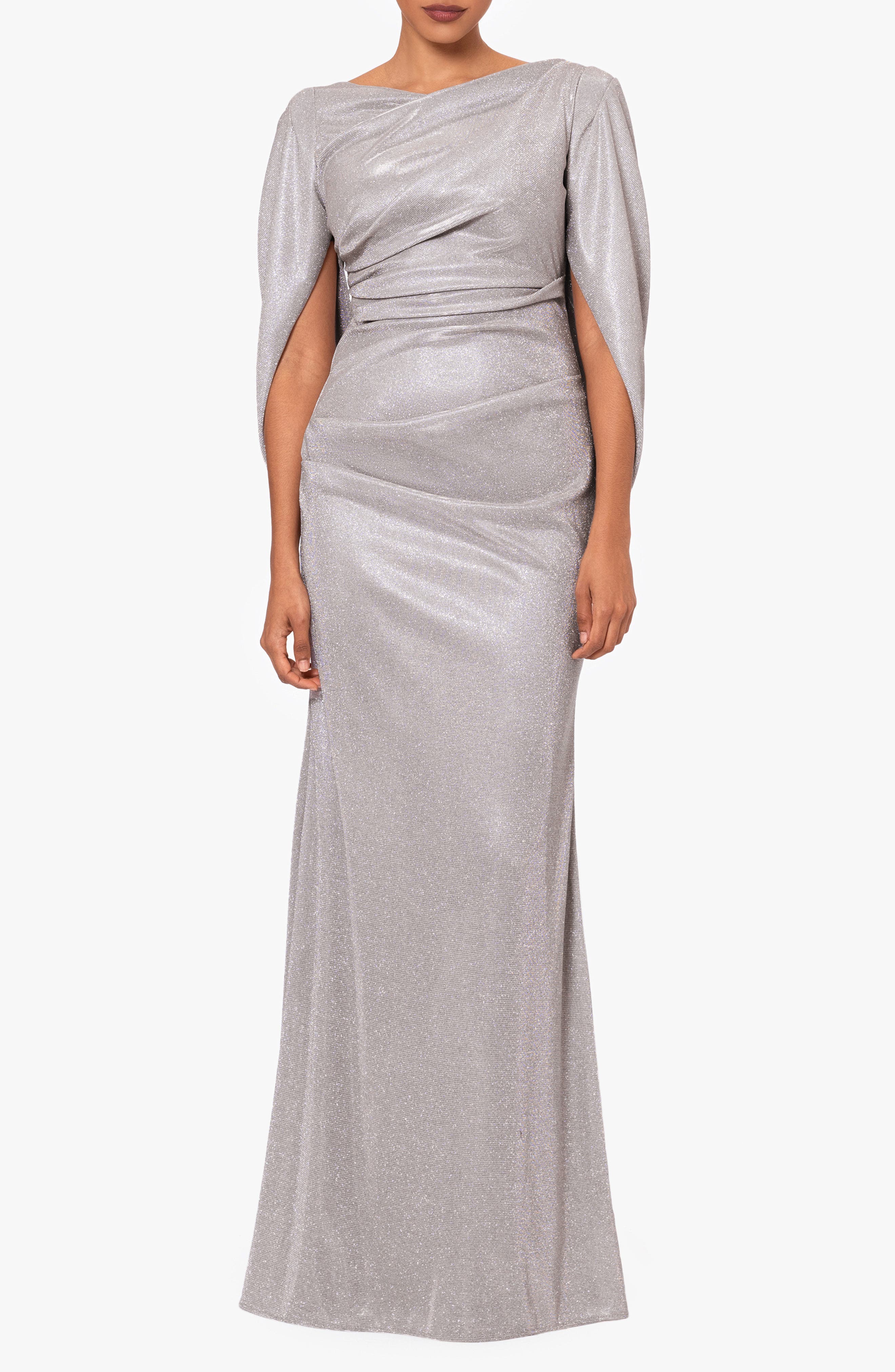 Betsy & Adam Drape Metallic Gown | Nordstrom