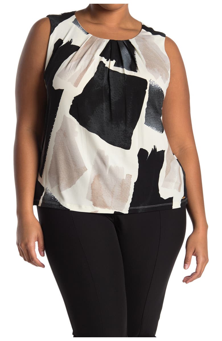Calvin Klein Pleated Neck Abstract Print Tank | Nordstromrack