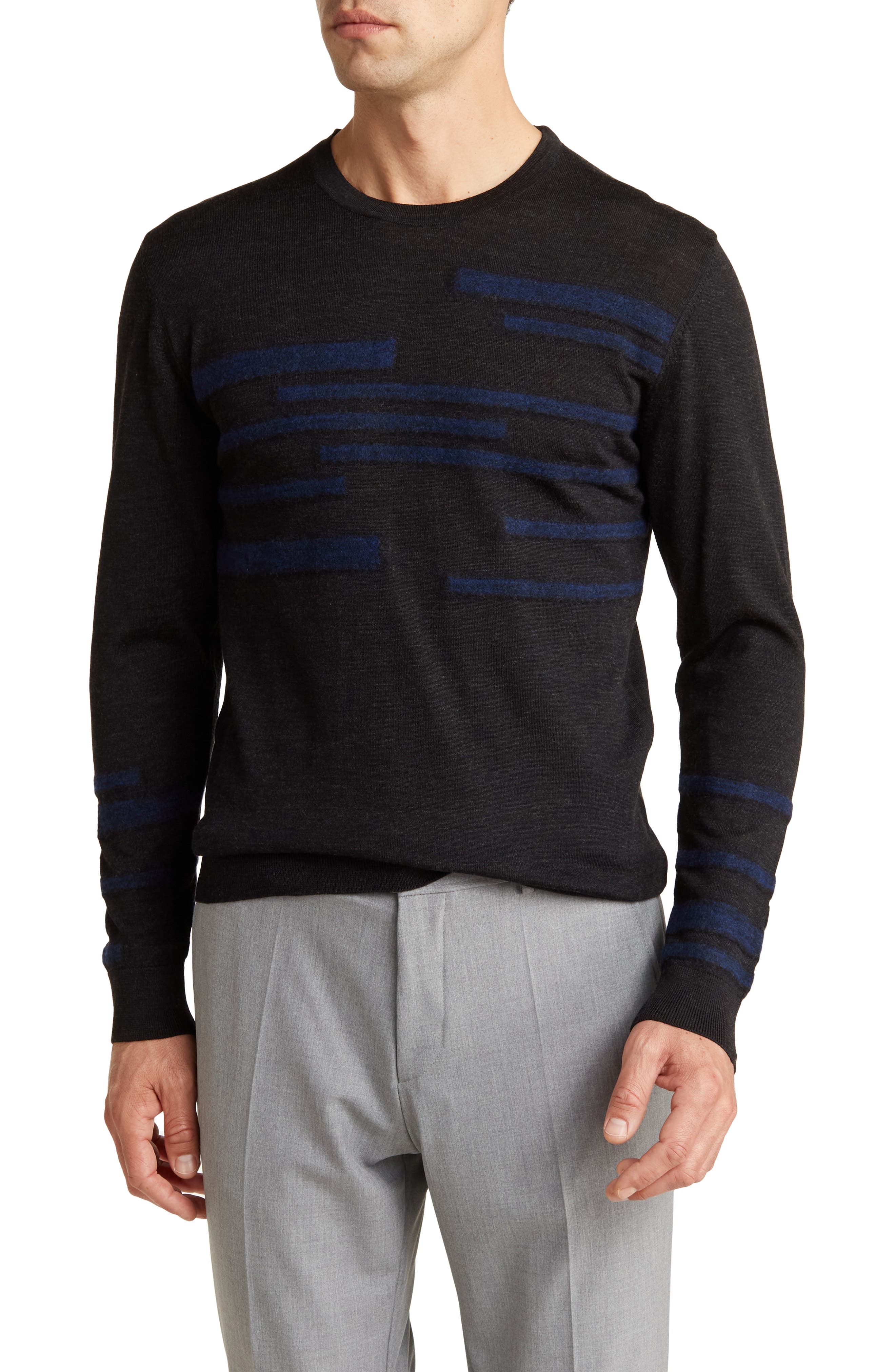 Robert Barakett Coleman Flocked Stripe Wool Sweater | Nordstromrack