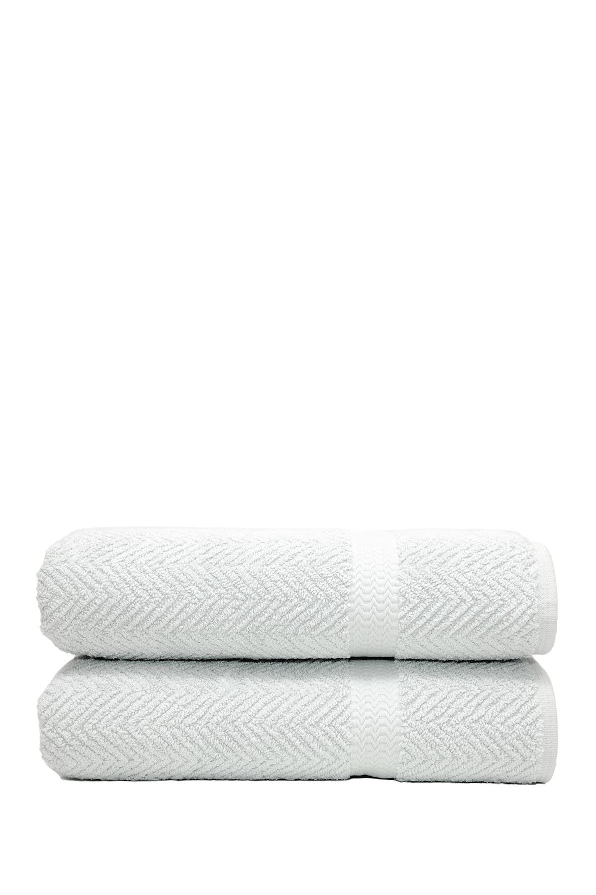 Linum Home Textiles Aqua Blue Herringbone Bath Sheet - Set of 2 ...