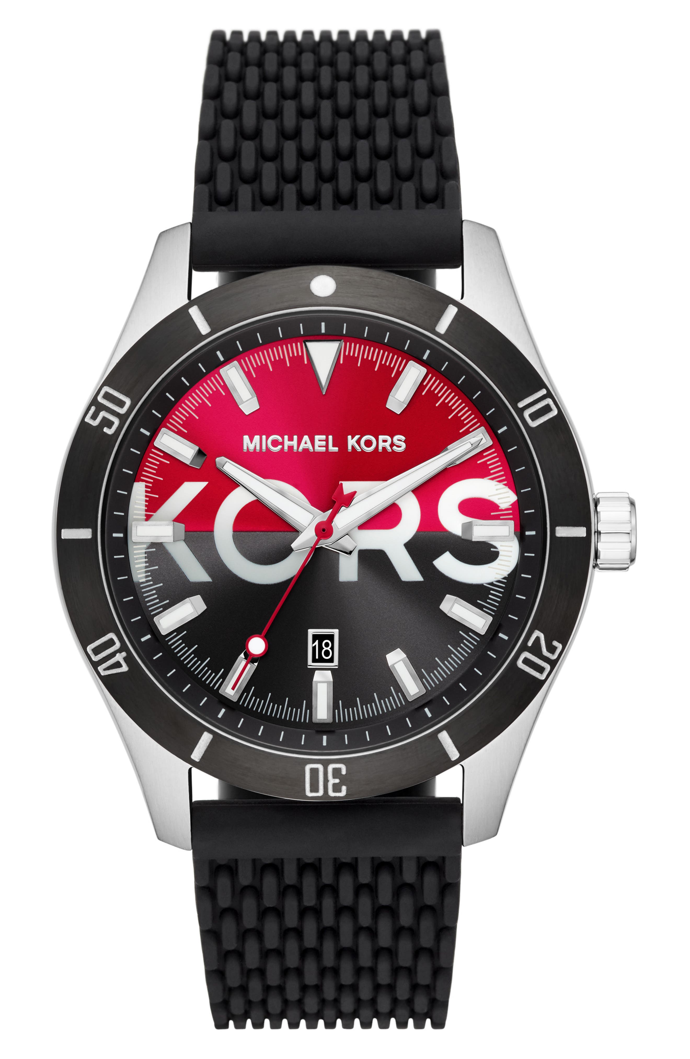 MICHAEL Michael Kors Layton Silicone Strap Watch, 44mm | Nordstrom