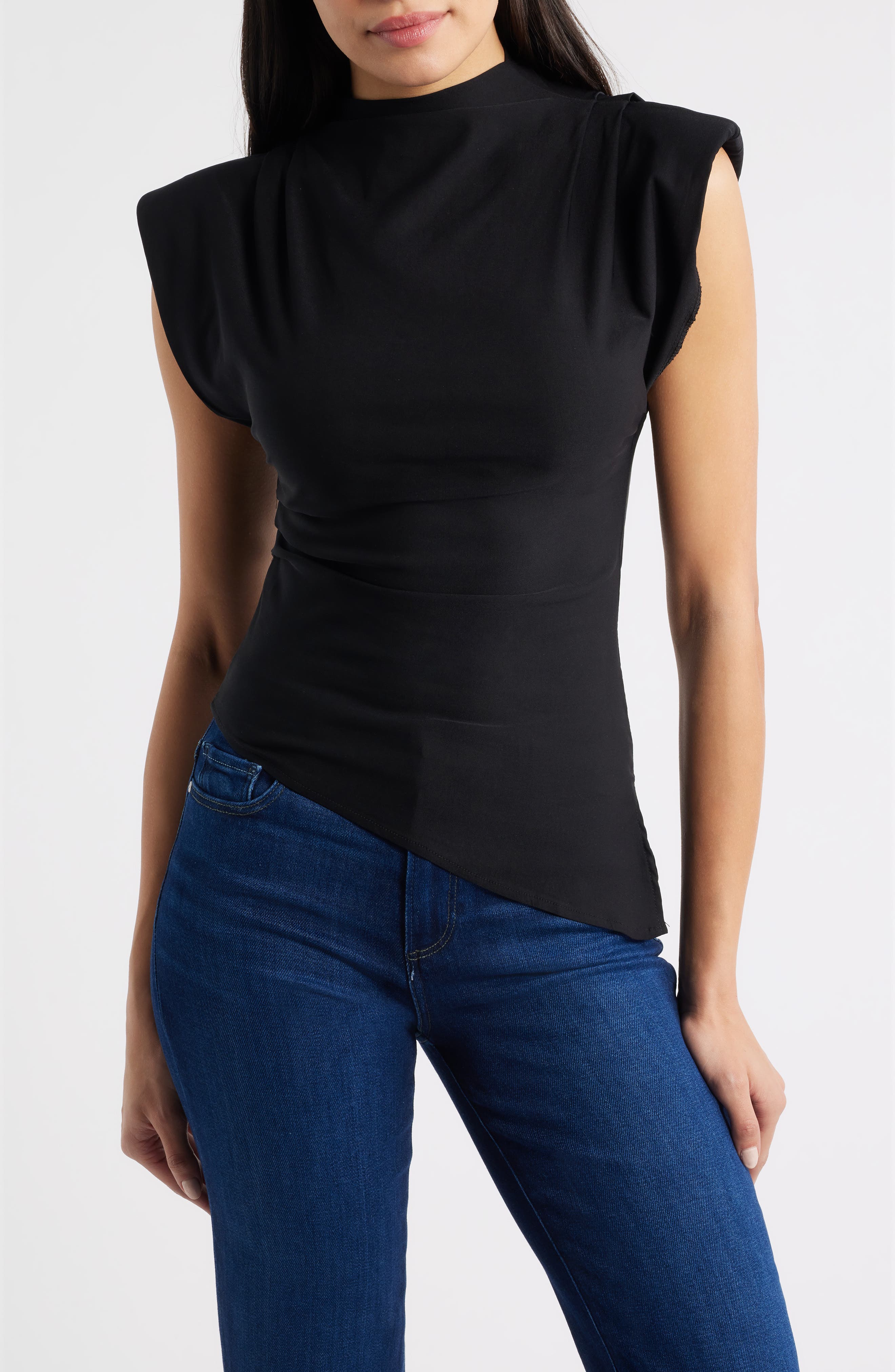 NIKKI LUND Cora Strong Shoulder Asymmetric Jersey Top | Nordstrom